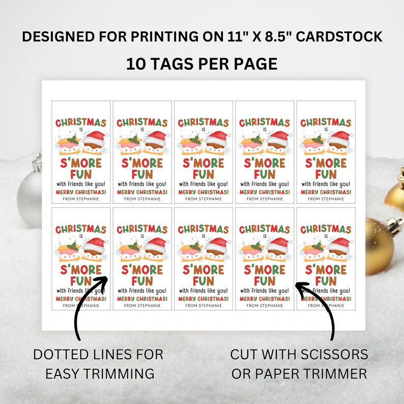 Christmas Smores Kit Favor Tag Editable, Printable S'mores Holiday ...