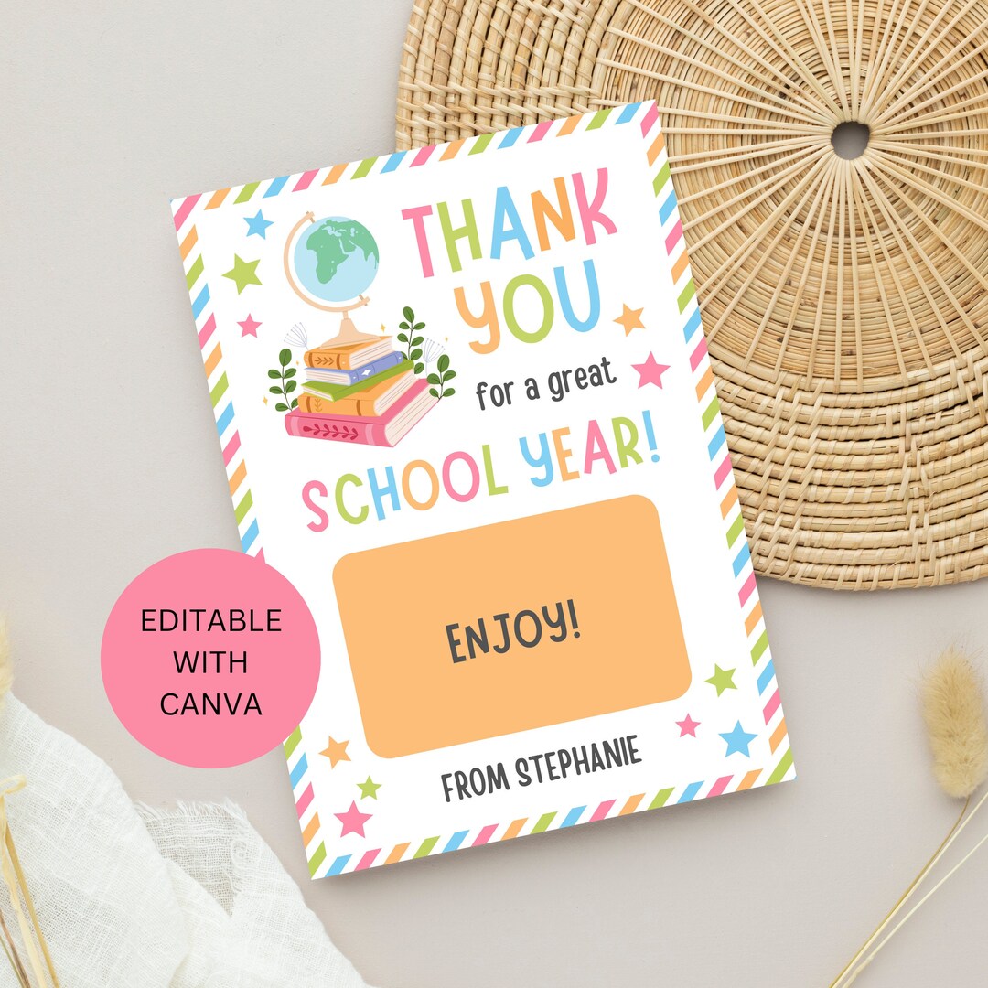 End of School Year Teacher Gift Card Holder Editable Template, Last Day ...