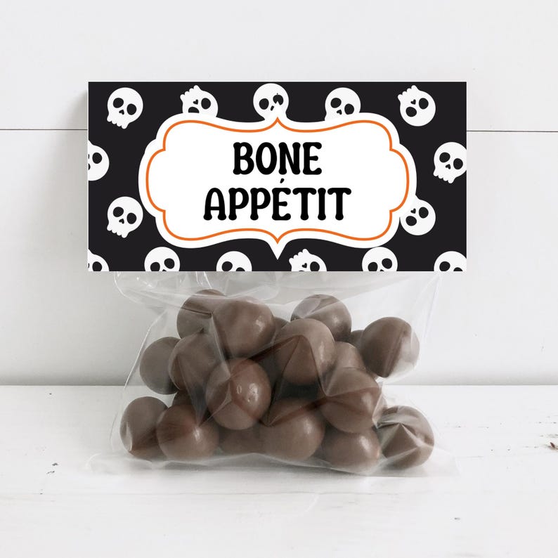 Bone Appetit Halloween Bag Toppers: Skeleton Cookie Printable Treat ...