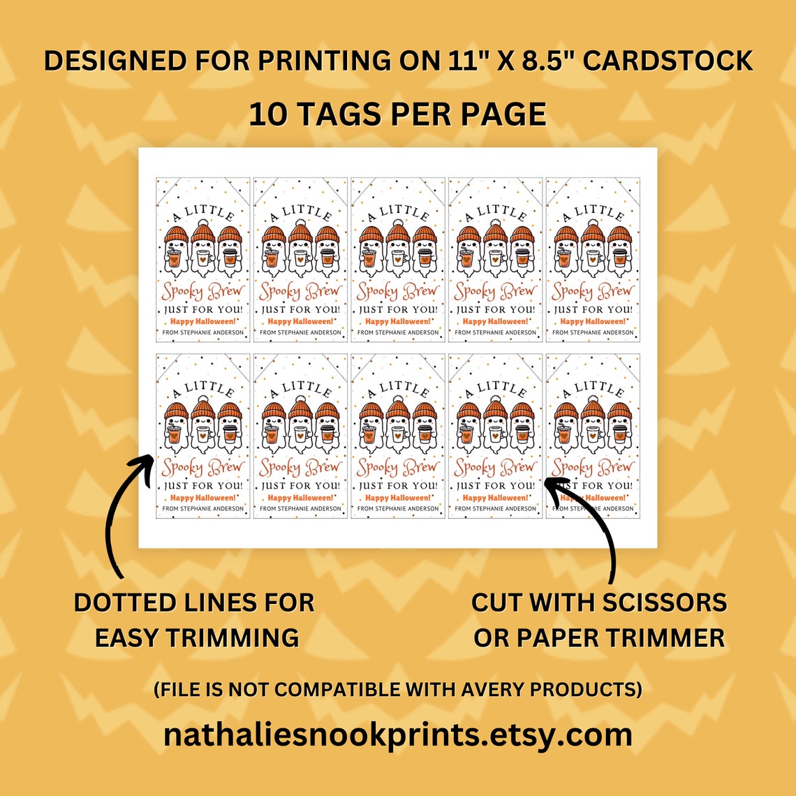 Halloween Coffee Teacher Tag Editable Printable Template, Spooky Brew ...