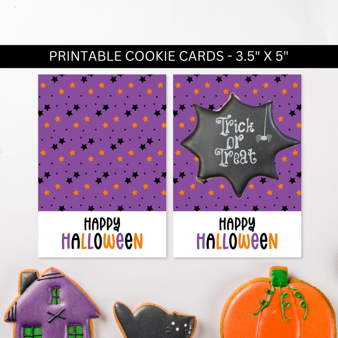 Halloween Cookie Card Backer Printable: Purple Sugar Cookie Packaging ...