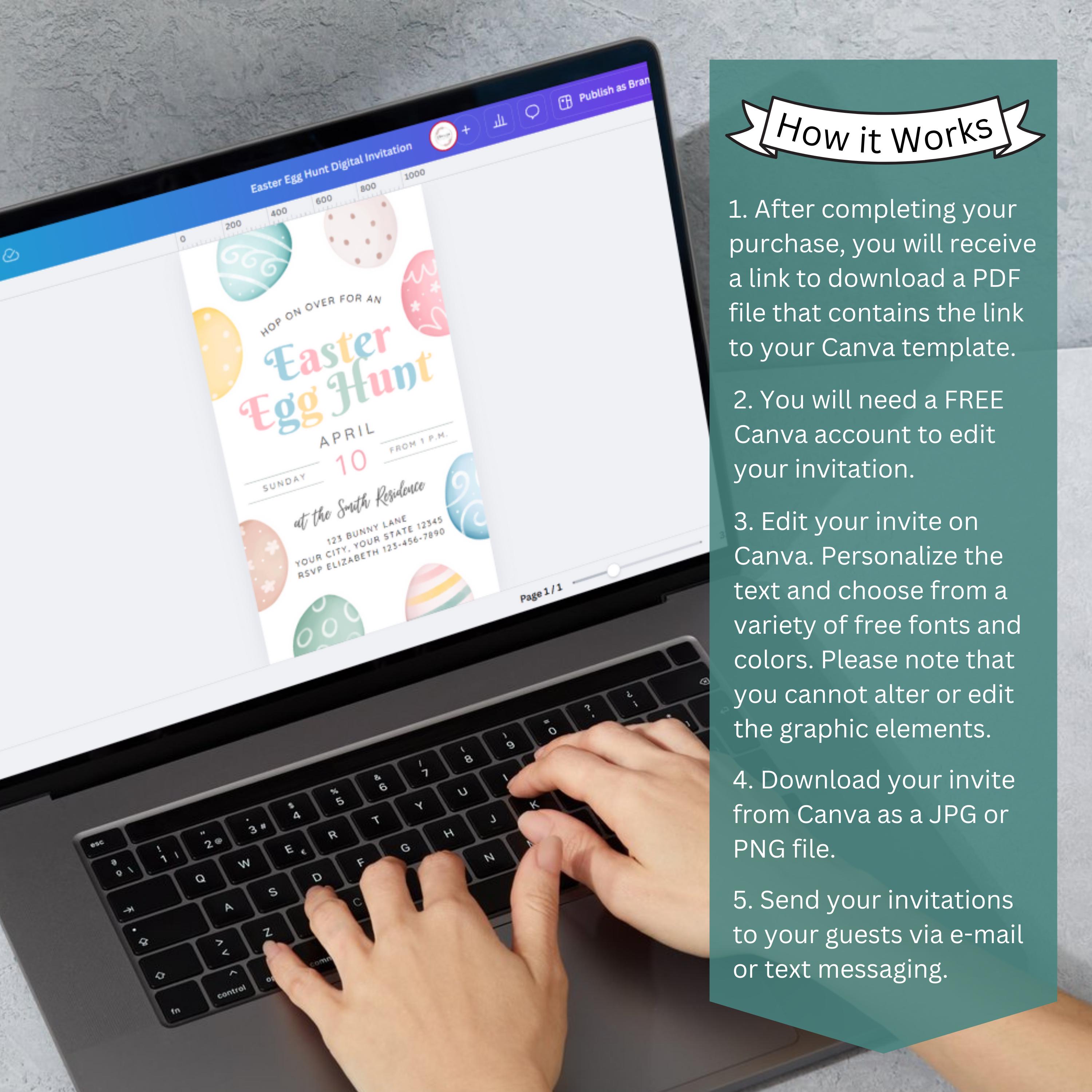 Easter Egg Hunt Digital Invitation, Editable Easter Party Electronic ...