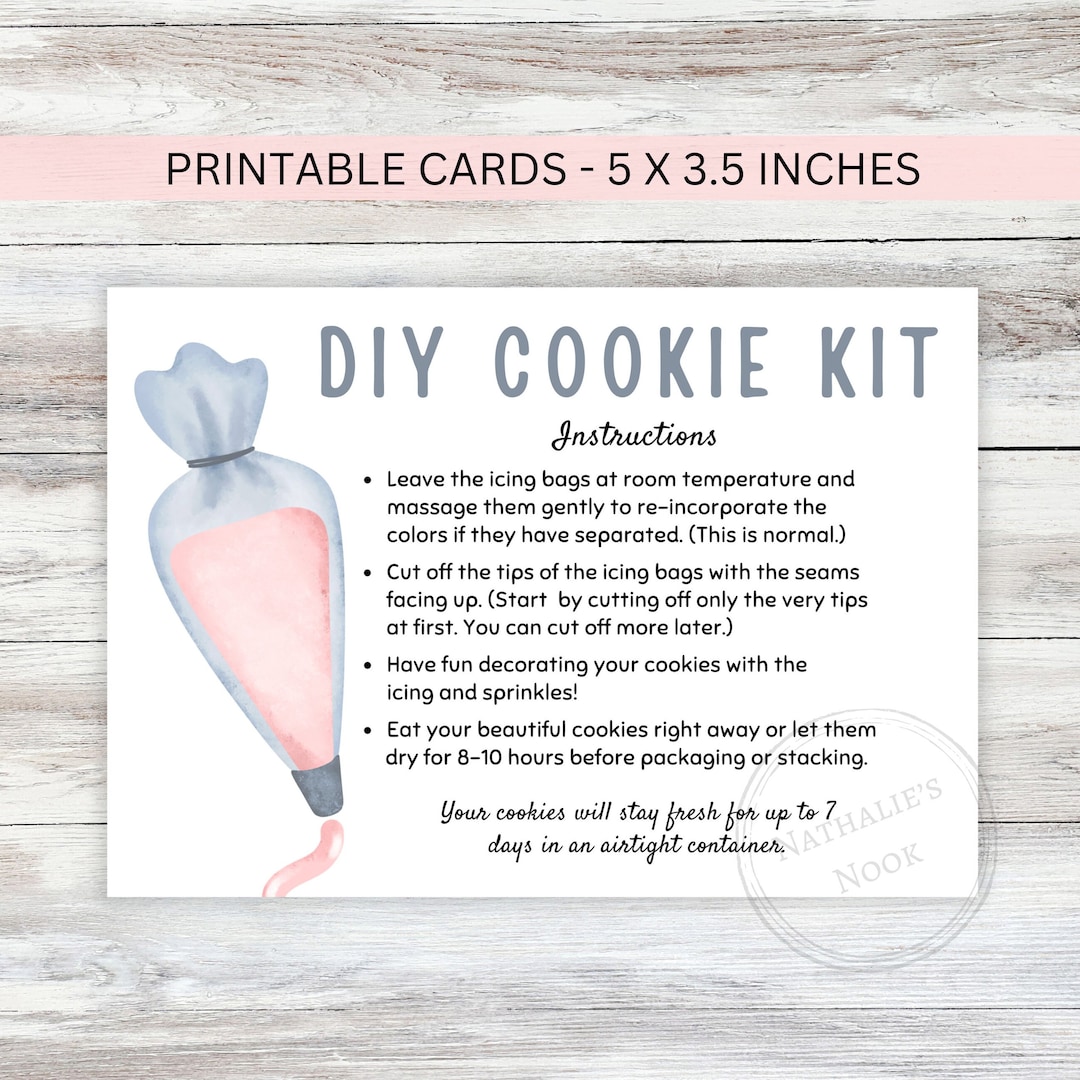 DIY Cookie Decorating Kit Instructions Card Printable, Do It Yourself ...