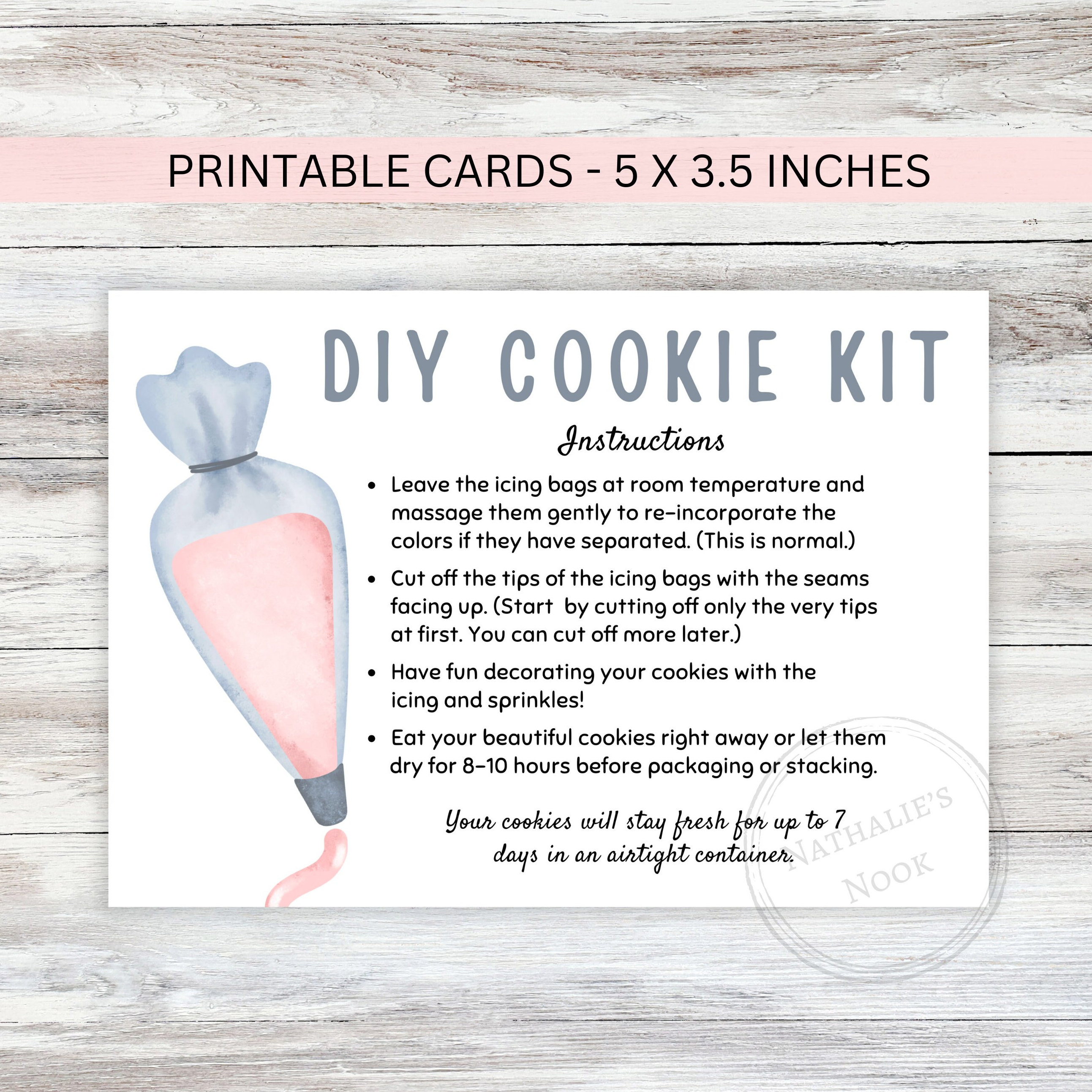 DIY Cookie Decorating Kit Instructions Card Printable, Do It Yourself ...