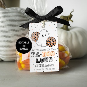 Cheerleader Tag Halloween Editable, Faboolous Ghost Printable Favor ...