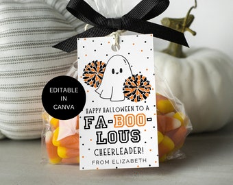 Editable Halloween Cheerleader Tag, Faboolous Ghost Printable Favor ...