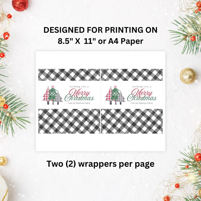 Printable Christmas Chocolate Bar Wrapper: Editable Holiday Candy Party ...
