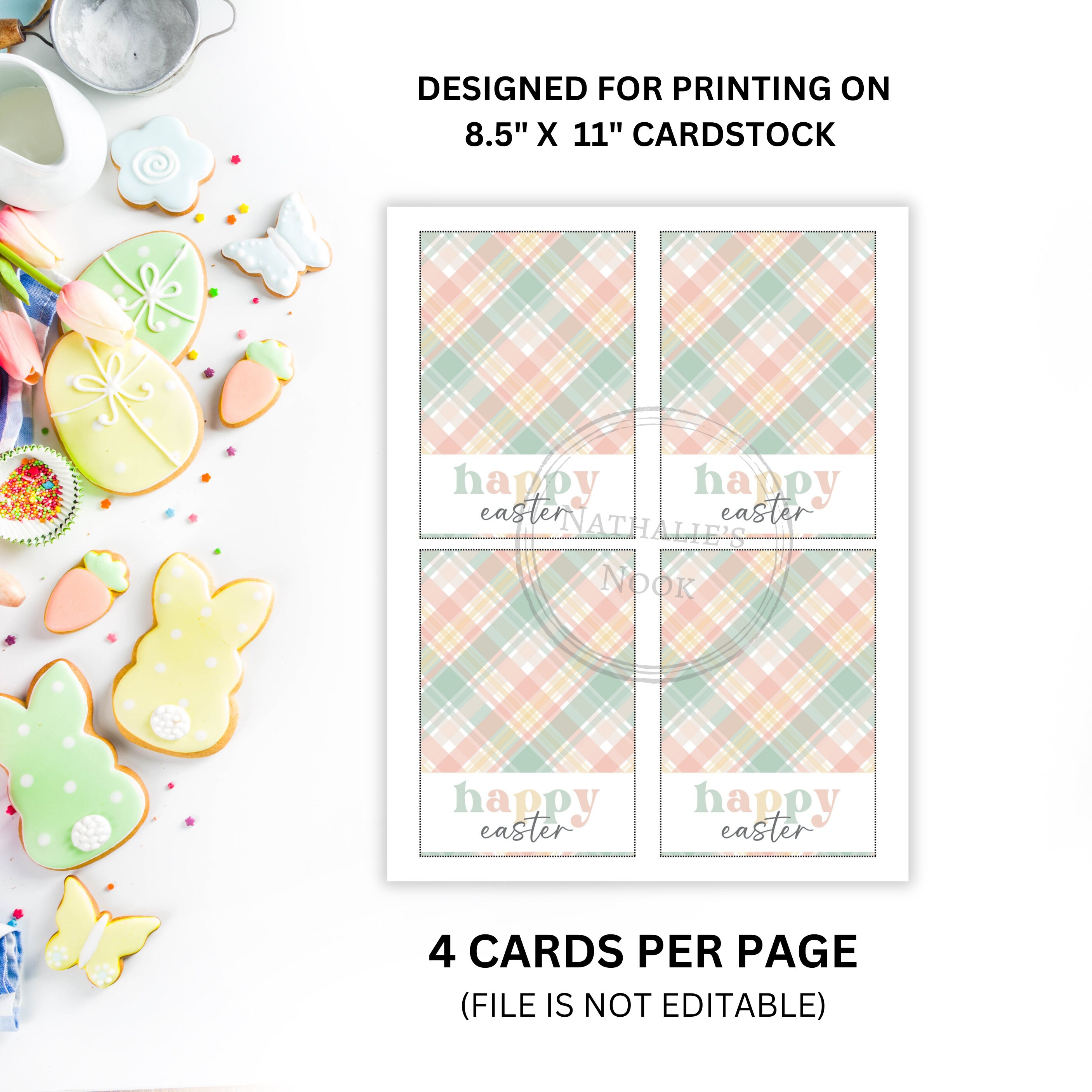 Easter Cookie Card Printable for Kids Treats Downloadable, Spring ...