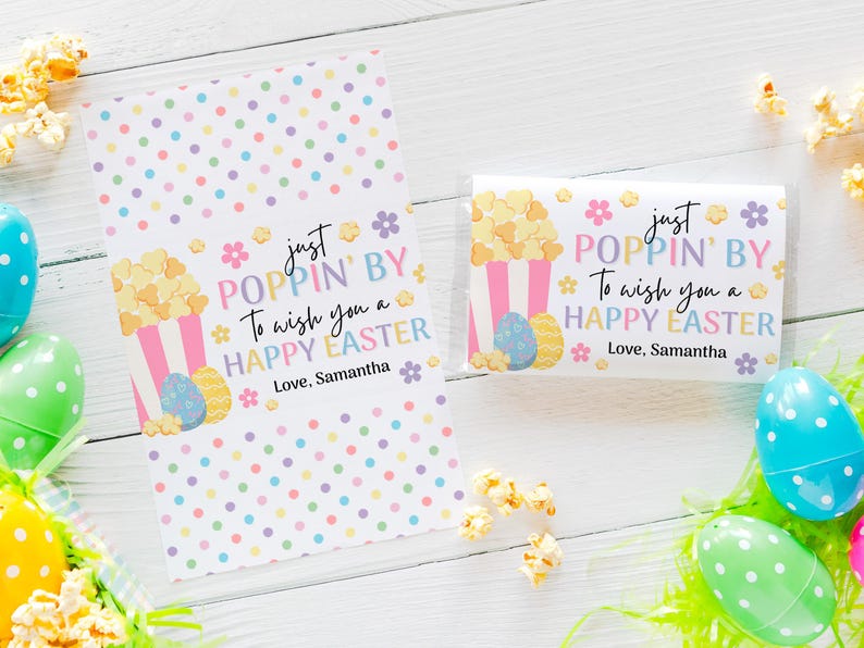Easter Popcorn Wrapper Editable, Printable Poppin' Microwave Popcorn ...