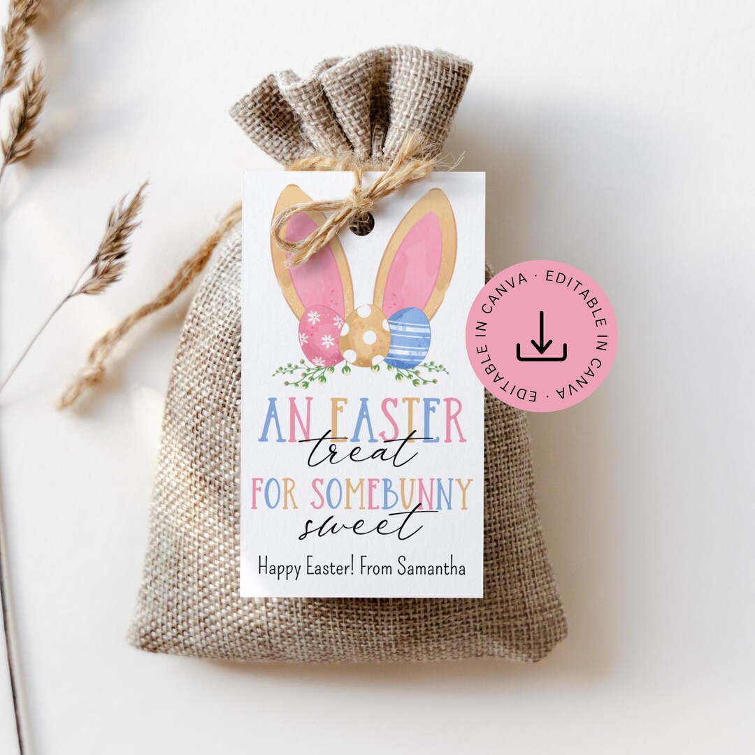 Easter Treat Editable Gift Tag: Bunny School Preschool Daycare Candy ...