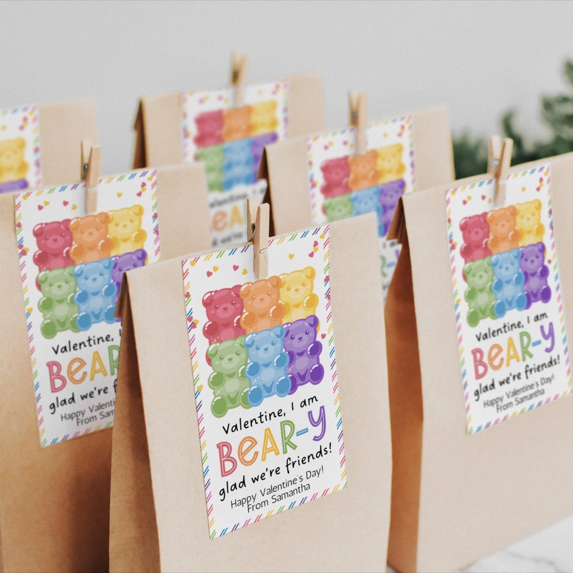 Gummy Bear Valentine's Day Tag Editable: Kindergarten Preschool Daycare ...