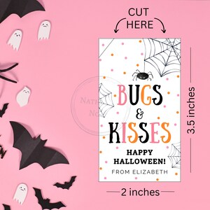 Bugs and Kisses Editable Halloween Favor Tag, Pink Girly Printable ...
