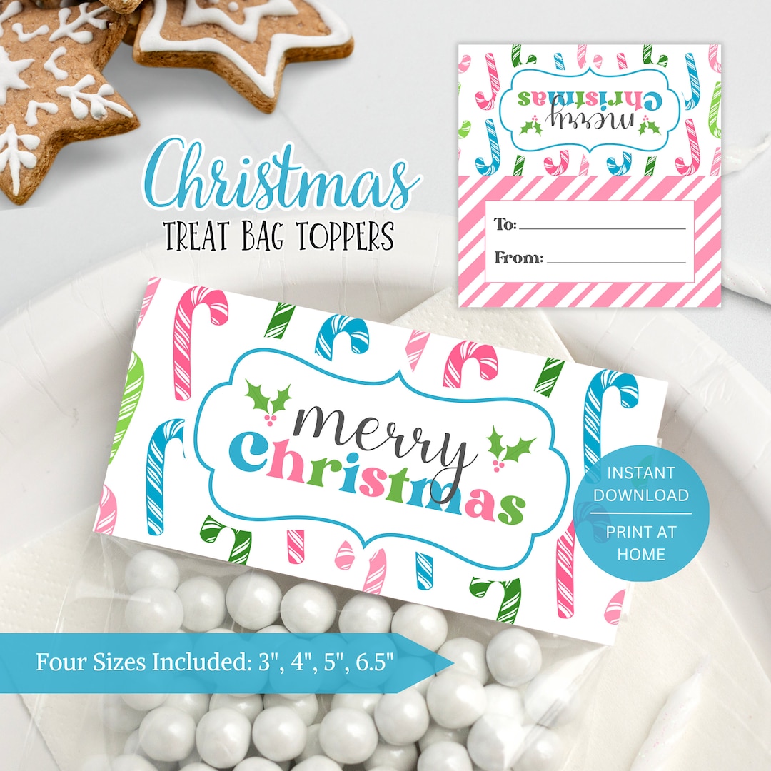 Merry Christmas Bag Toppers Printable, Class Gift Holiday Cookie Treats ...
