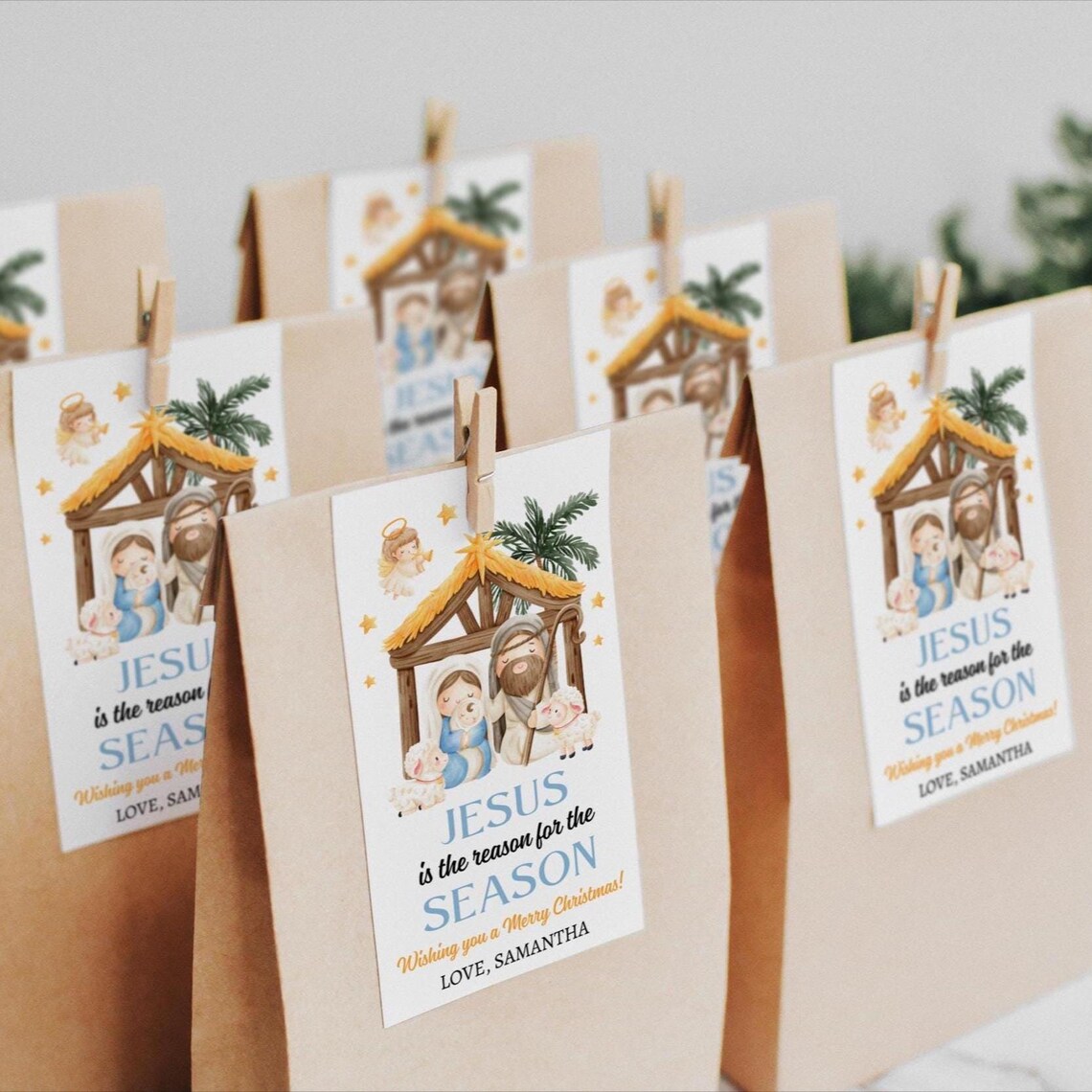 Nativity Christmas Tag Editable, Kids Sunday School Gift Label ...