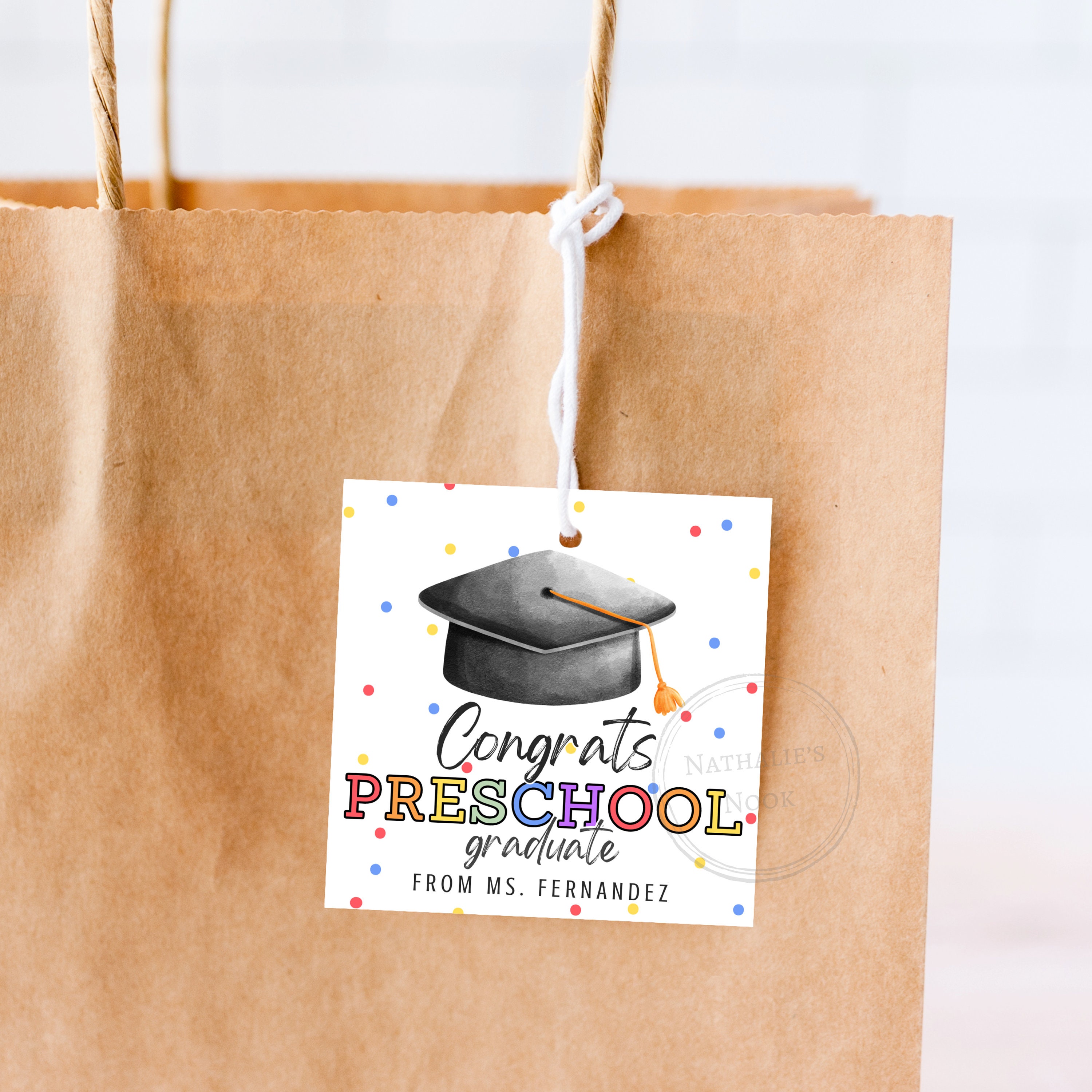 Preschool Graduation Gift Tag Editable, Congrats Graduate Teacher ...