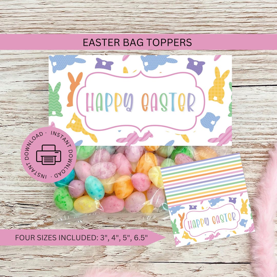 Happy Easter Treat Bag Topper Printable: Cookie Candy Goodie Bag File ...