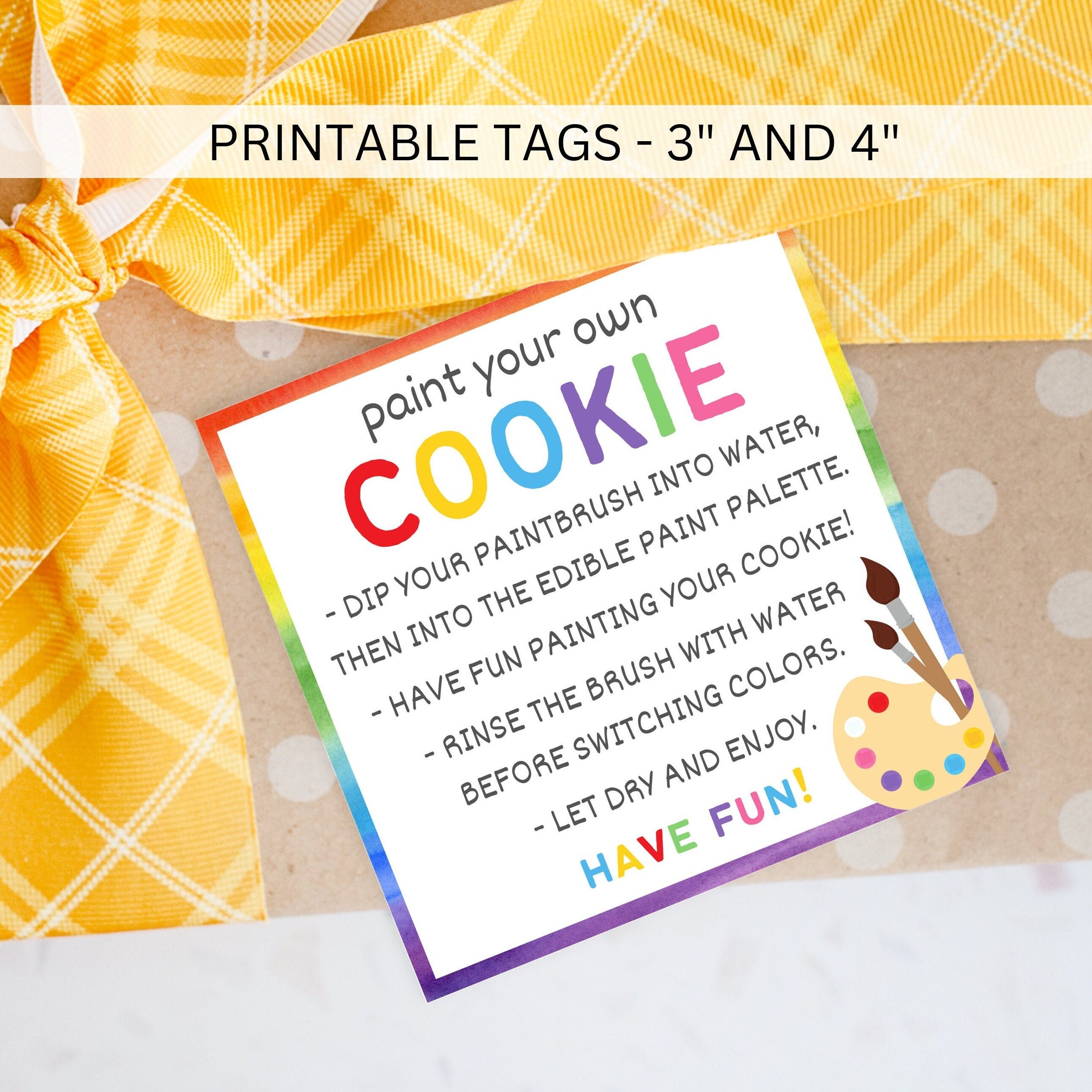 PYO Cookie Tag Printable Instruction Generic Label, Paint Your Own ...