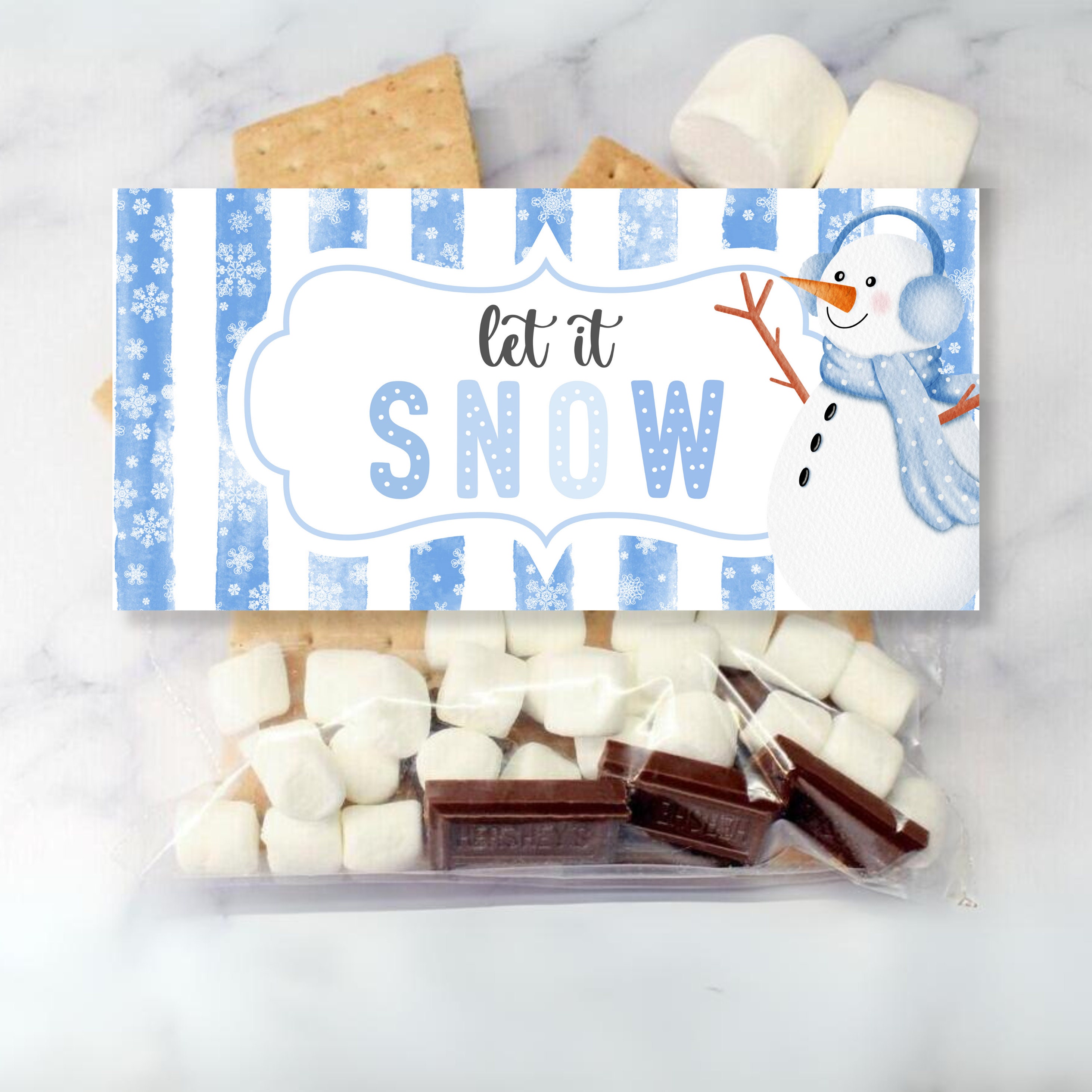 Let It Snow Christmas Snowflake Cookie Bag Topper, Winter Snowman Kids ...