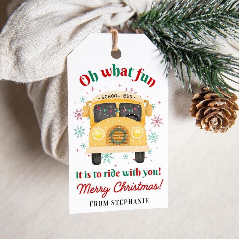 Editable Christmas School Bus Driver Gift Tag: Printable Appreciation ...