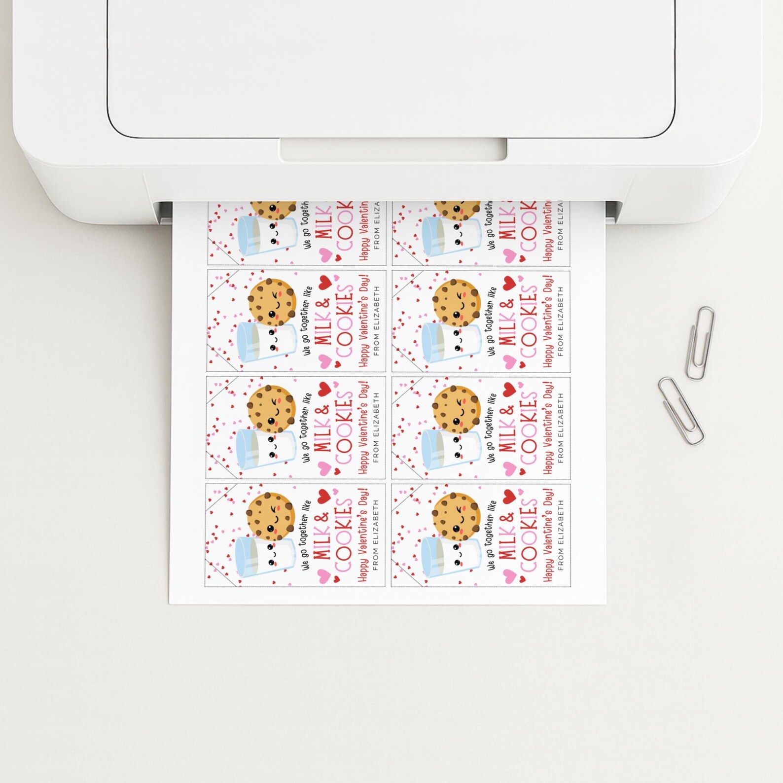 We Go Together Like Milk and Cookies Valentine Tag Editable Template ...