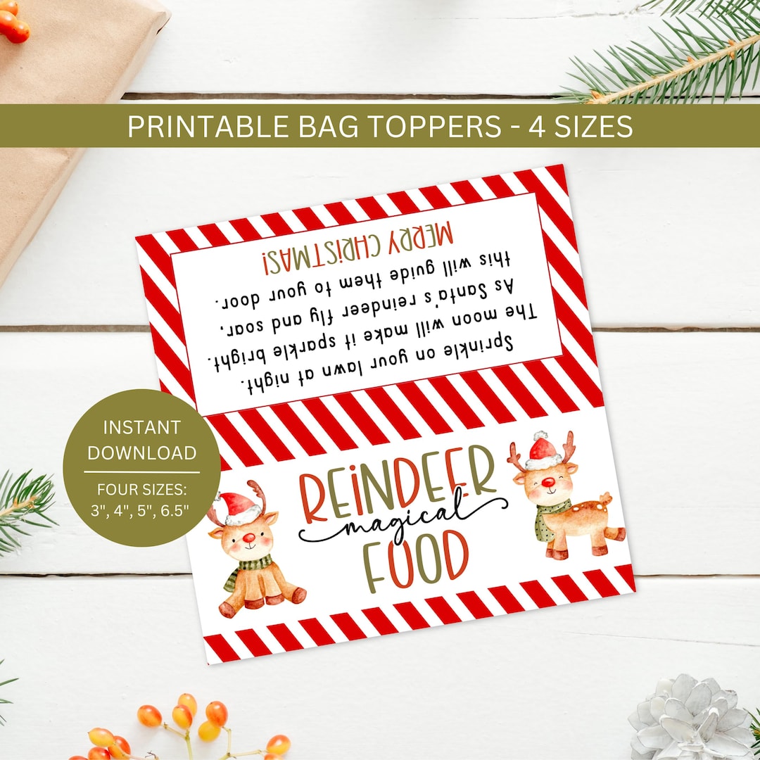 Magical Reindeer Food Bag Topper Printable: Christmas Treat Label (PDF ...