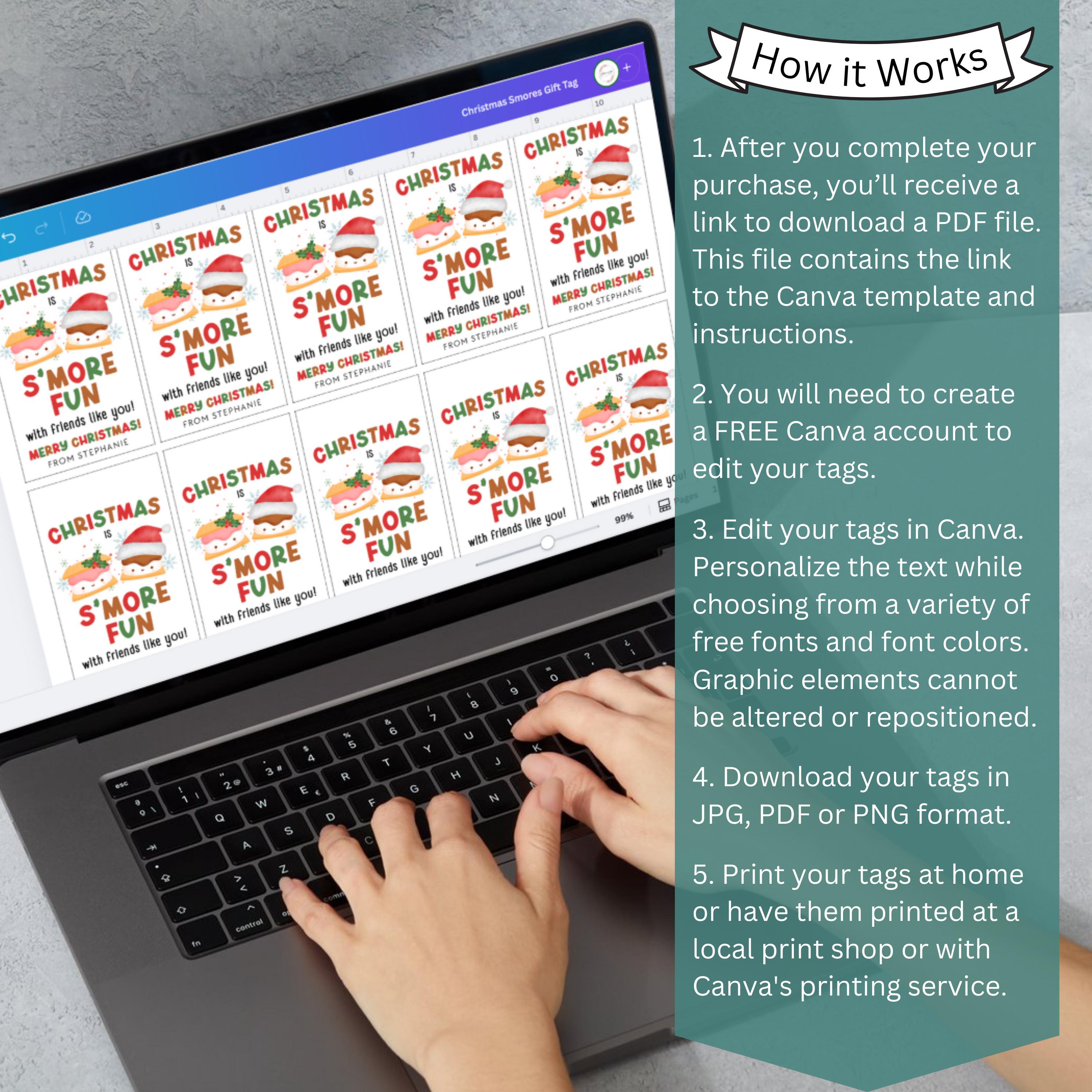 Christmas Smores Kit Favor Tag Editable, Printable S'mores Holiday ...