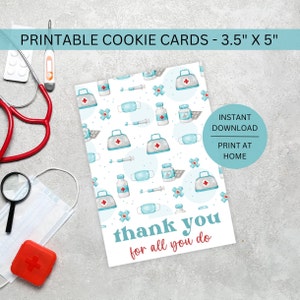 Nurse Appreciation Cookie Card Mini Box Backer Printable, Downloadable ...