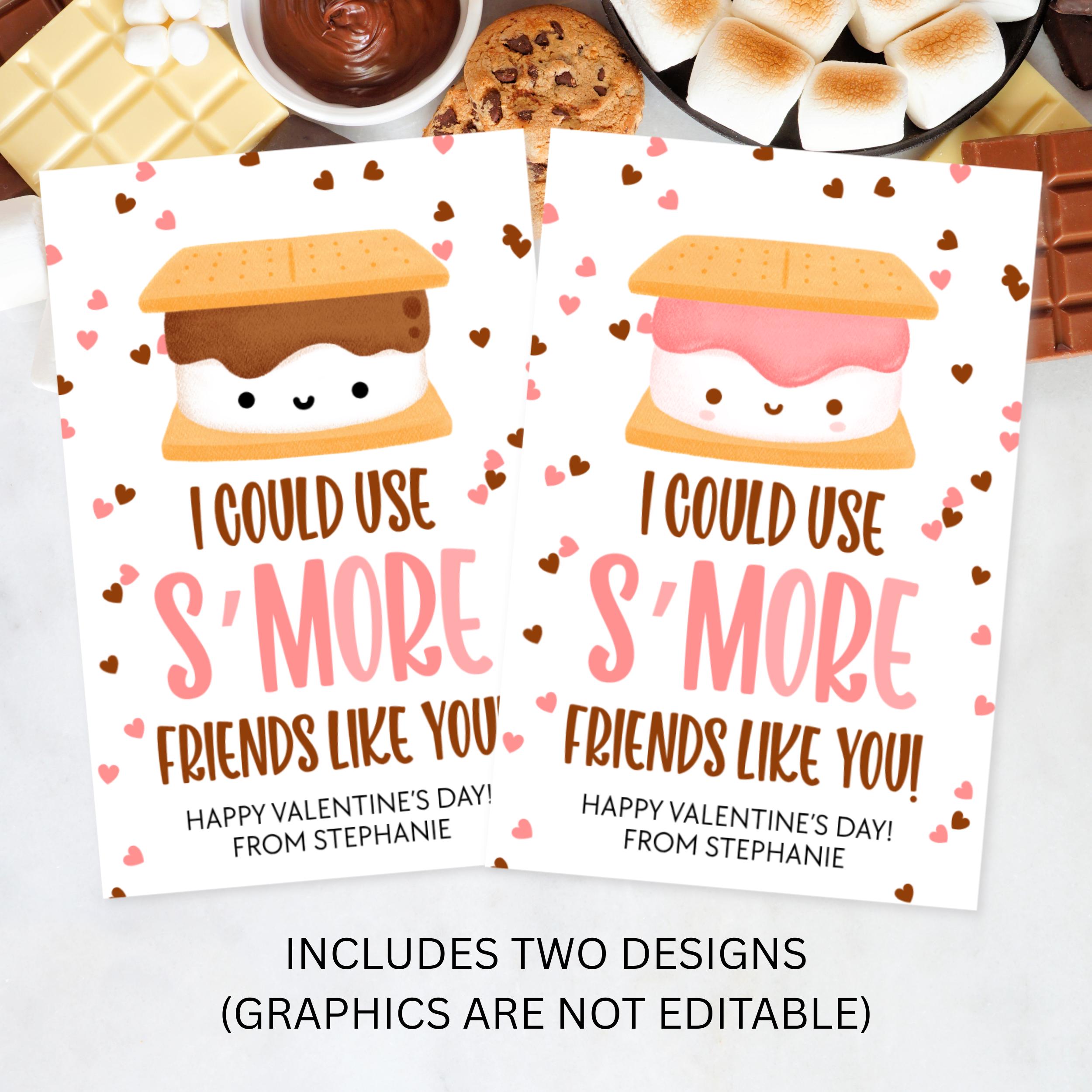 Valentine's Day Smores Tag Editable: S'mores Kit Classroom, School ...
