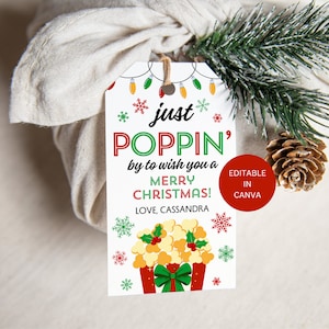 Popcorn Tag Christmas Editable, Merry Xmas Printable Coworker Teacher ...