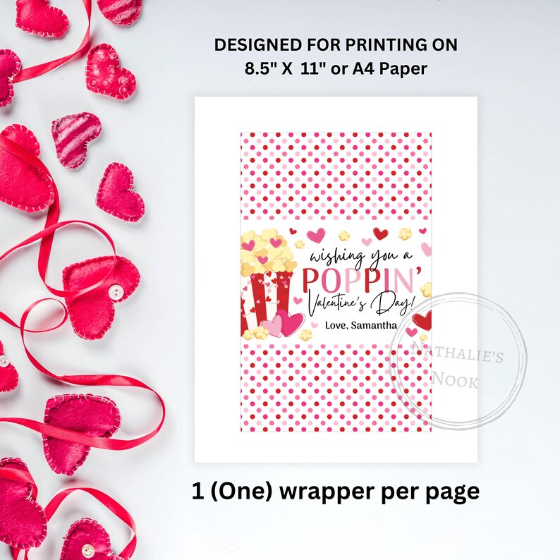 Popcorn Valentine Wrapper Editable, Printable Microwave Popcorn Happy ...