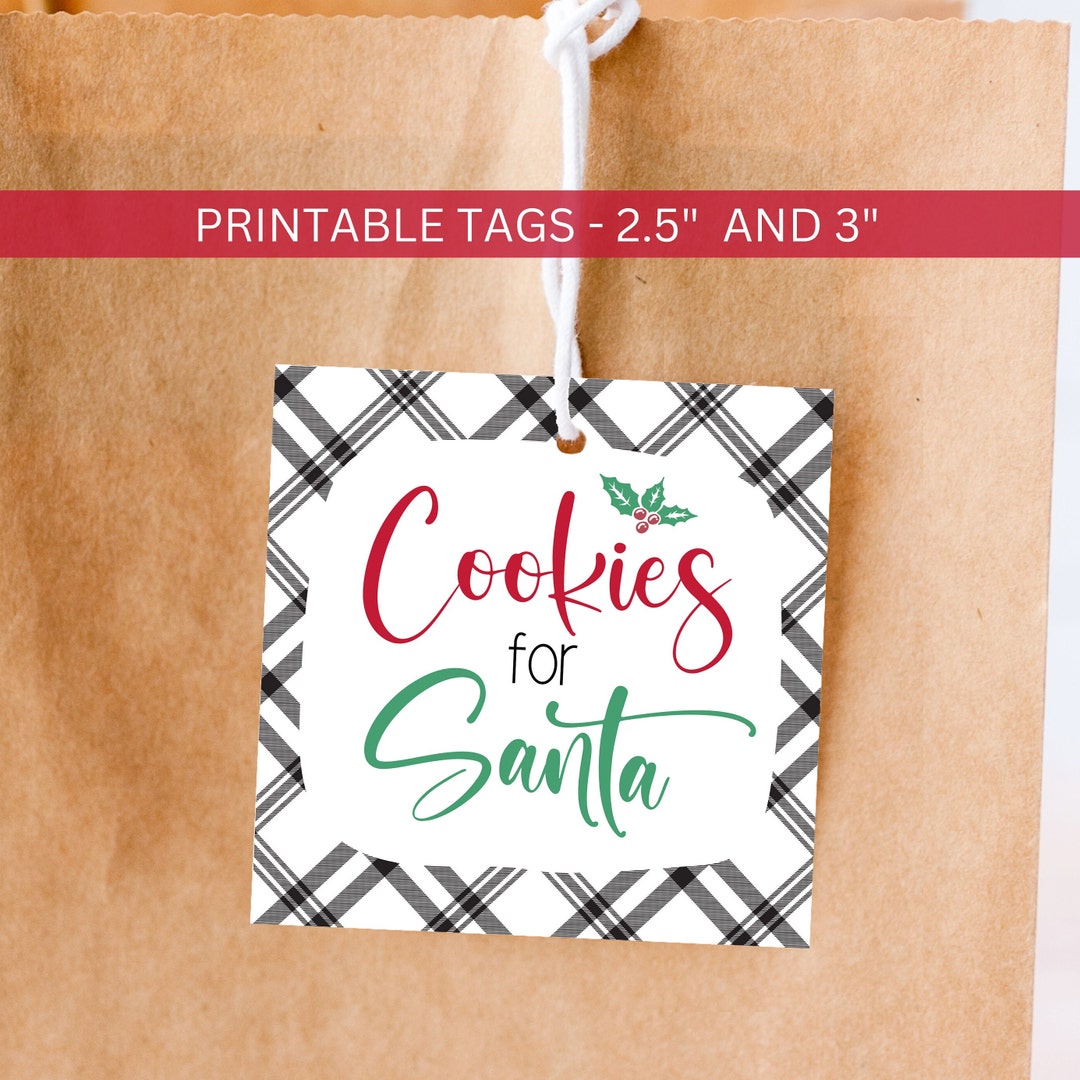 Cookies for Santa Tags Printable Label, Downloadable Christmas Treat ...