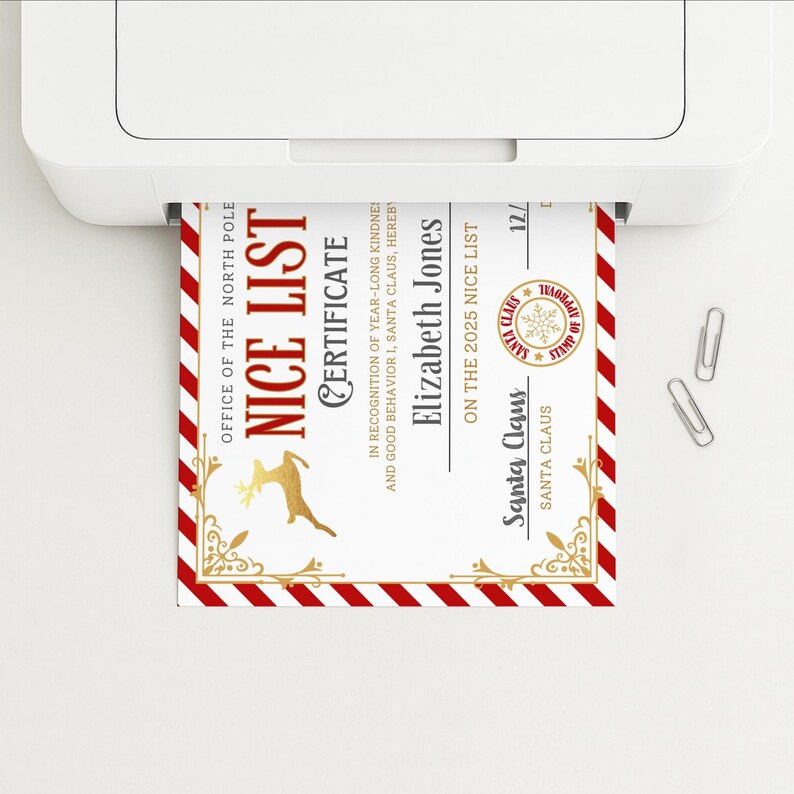 Nice List Certificate From Santa Claus Editable, Official Office of the ...