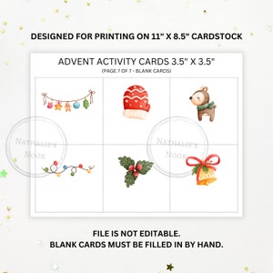 Printable Advent Cards, Advent Kids Countdown Activities, Mini ...