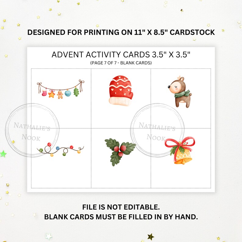 Printable Advent Cards, Advent Kids Countdown Activities, Mini ...