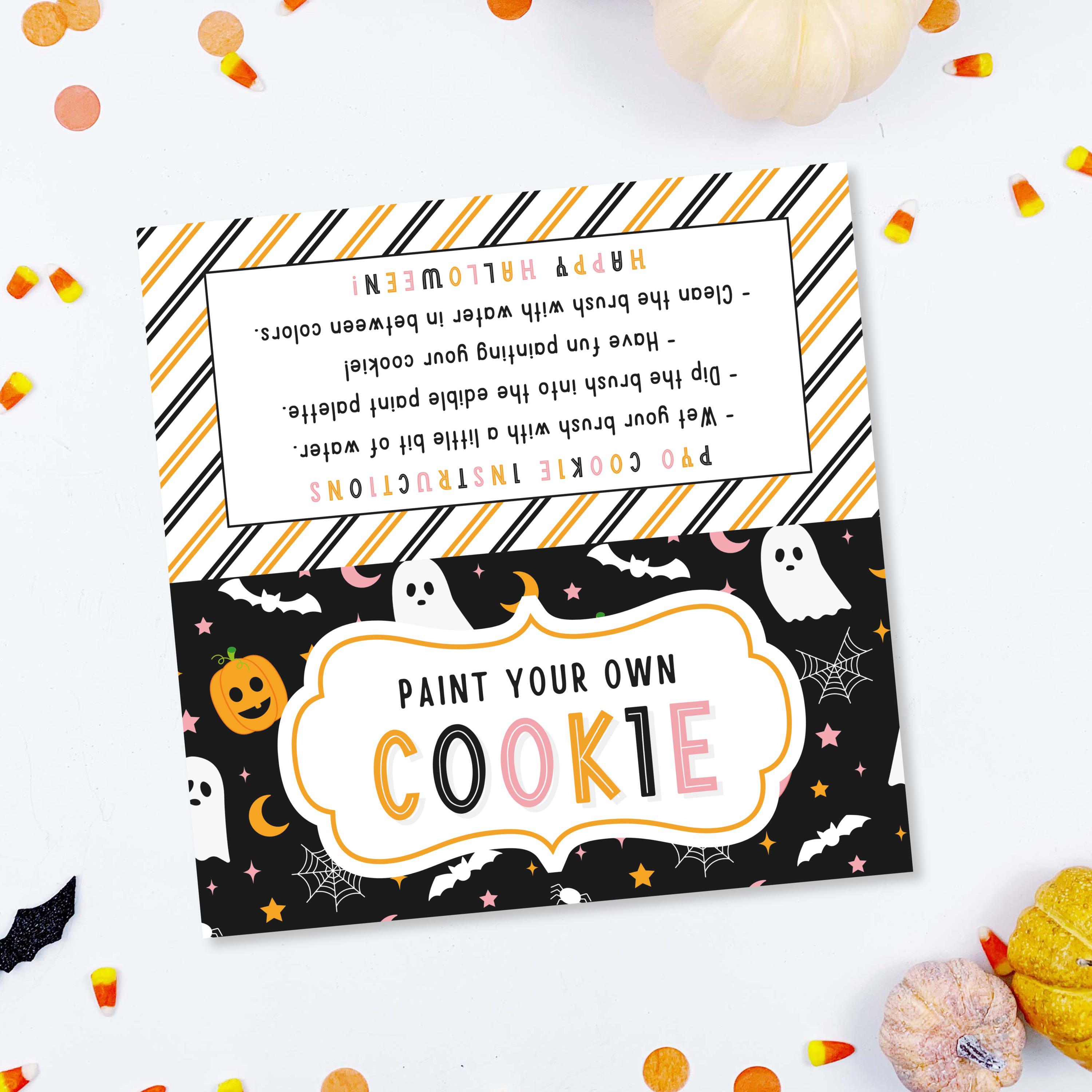 Halloween PYO Cookie Bag Toppers Instructions Printable, Paint Your Own ...