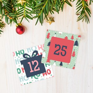 Printable Advent Calendar Tags Square 2x2 Inches, DIY Advent Number ...