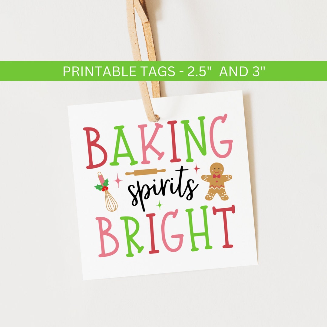 Baking Spirits Bright Gift Tag, Christmas Baked Cookie Tag Printable 2. ...
