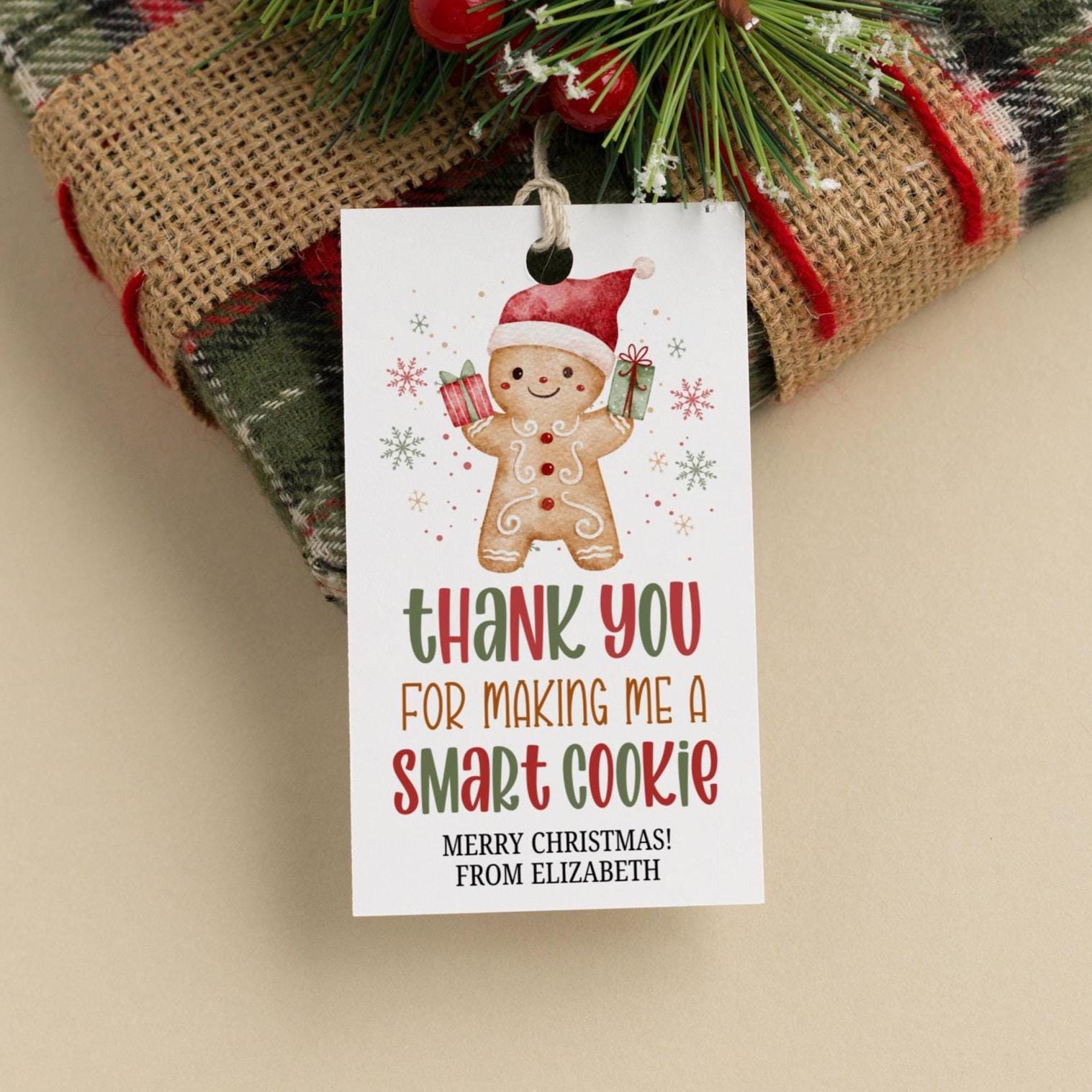Teacher Christmas Gift Tag Editable: Printable Principal Holiday Thank ...