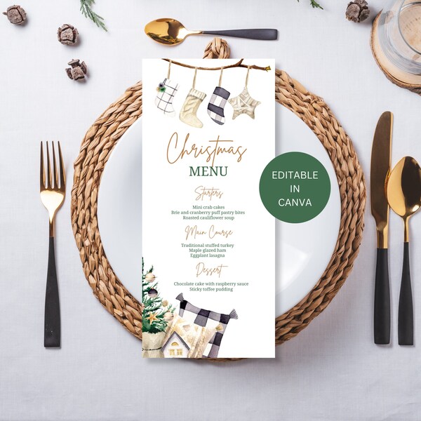 Christmas Dinner Menu Canva - Etsy