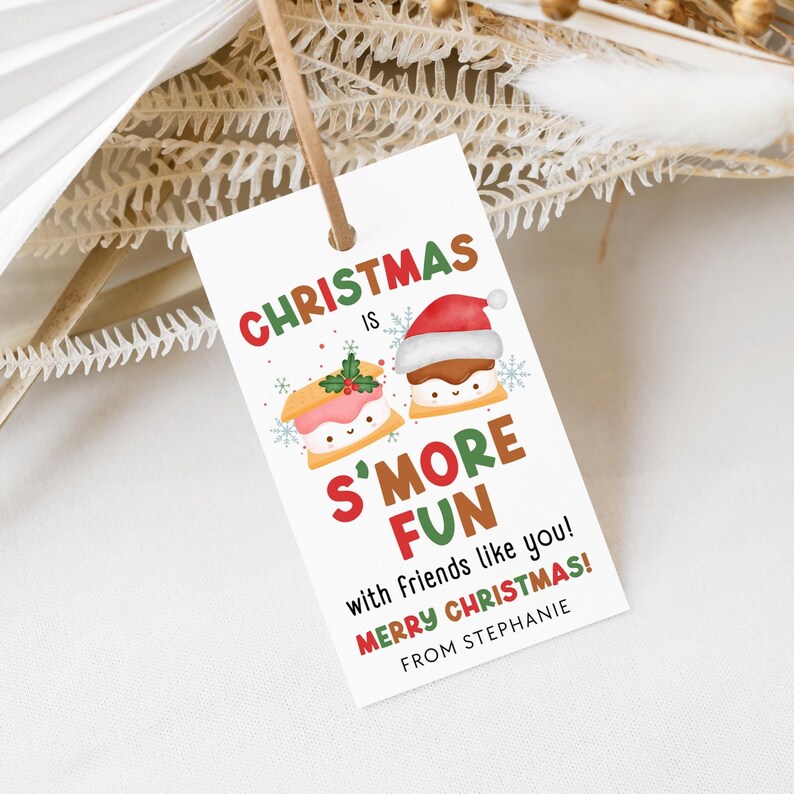 Christmas Smores Kit Favor Tag Editable, Printable S'mores Holiday ...