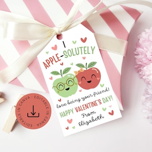 Applesauce Tag Valentine Printable, Happy Valentine's Day Apple Pun ...