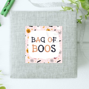Bag of Boos Cookie Tag Halloween Pink Printable, Downloadable Ghost ...
