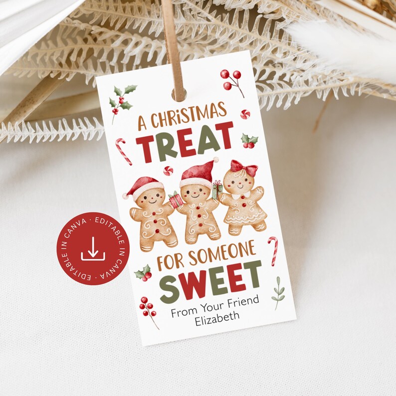 Gingerbread Christmas Gift Tag Editable, Printable Cookie Baked Goods ...