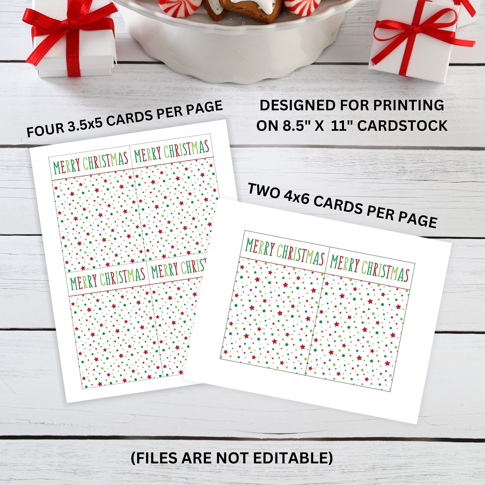 Merry Christmas Cookie Card Backer 4x6, Printable Mini Holiday Cookie ...