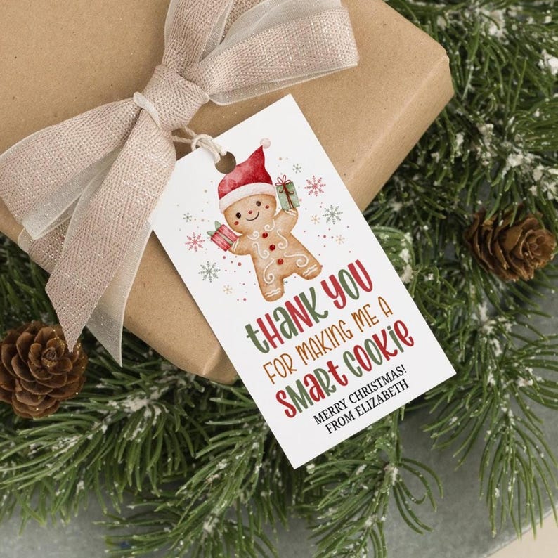 Teacher Christmas Gift Tag Editable: Printable Principal Holiday Thank ...