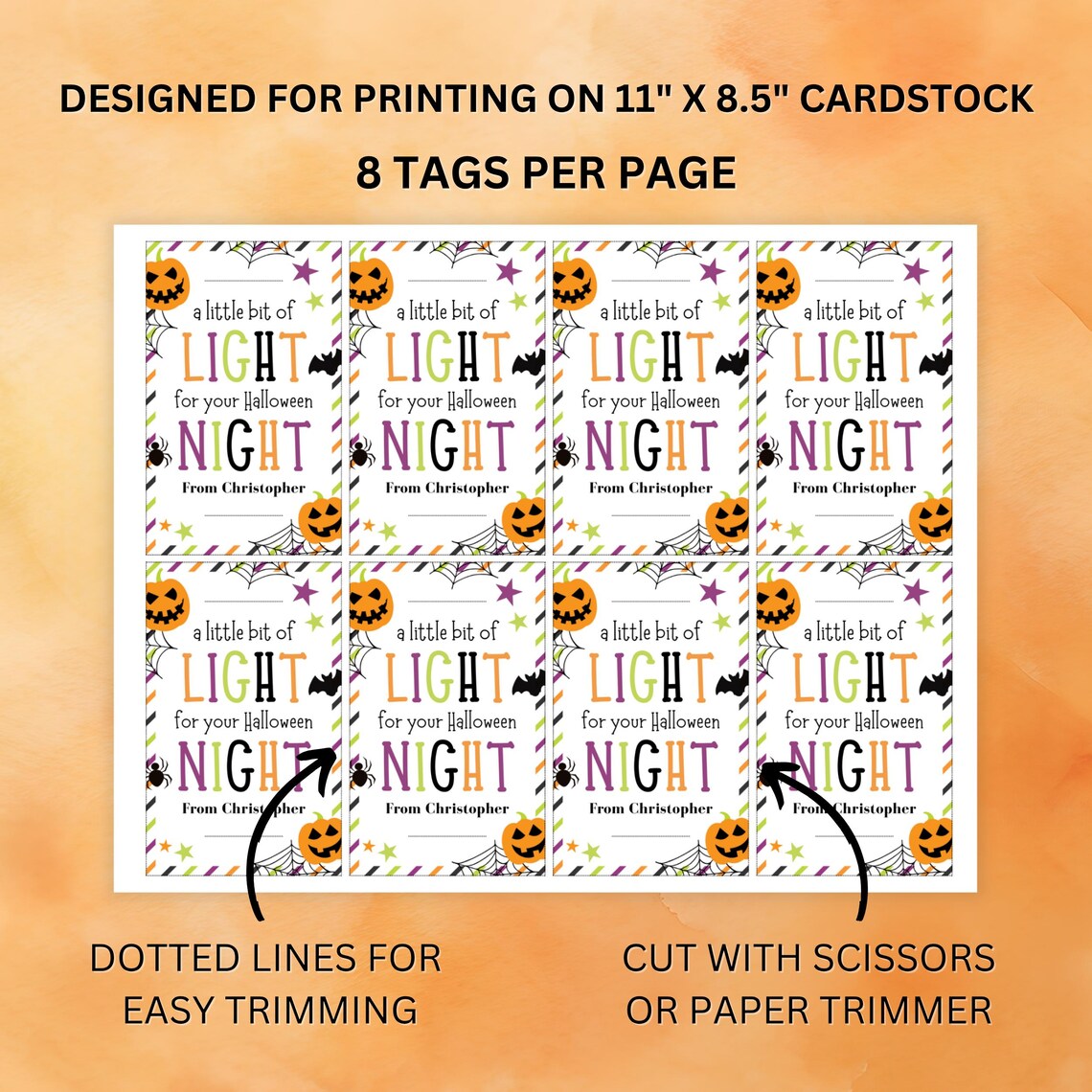 Glow Stick Halloween Tag Printable, A Little Light Editable Glow Stick ...