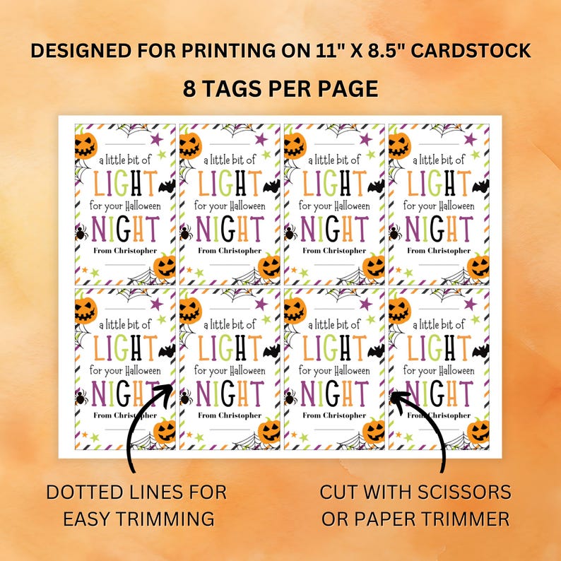 Glow Stick Halloween Tag Printable, A Little Light Editable Glow Stick ...