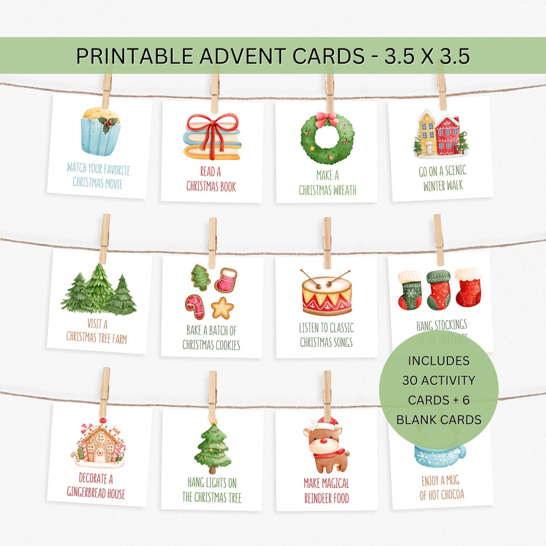 Printable Advent Cards, Advent Kids Countdown Activities, Mini ...
