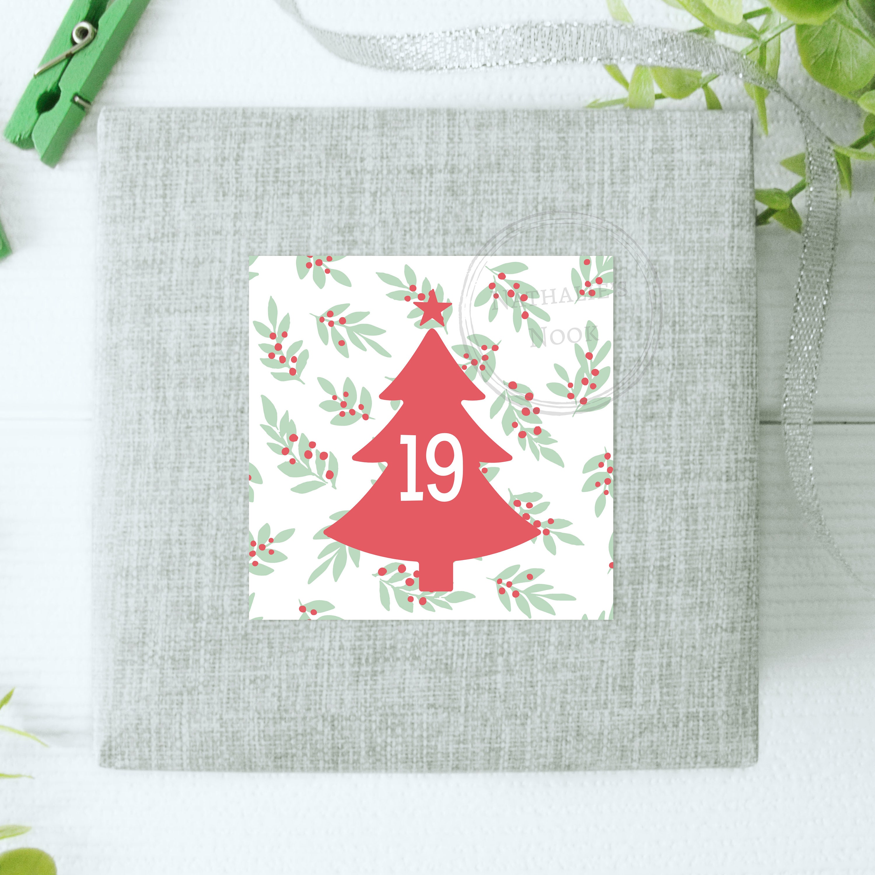 Printable Advent Calendar Tags Square 2x2 Inches, DIY Advent Number ...