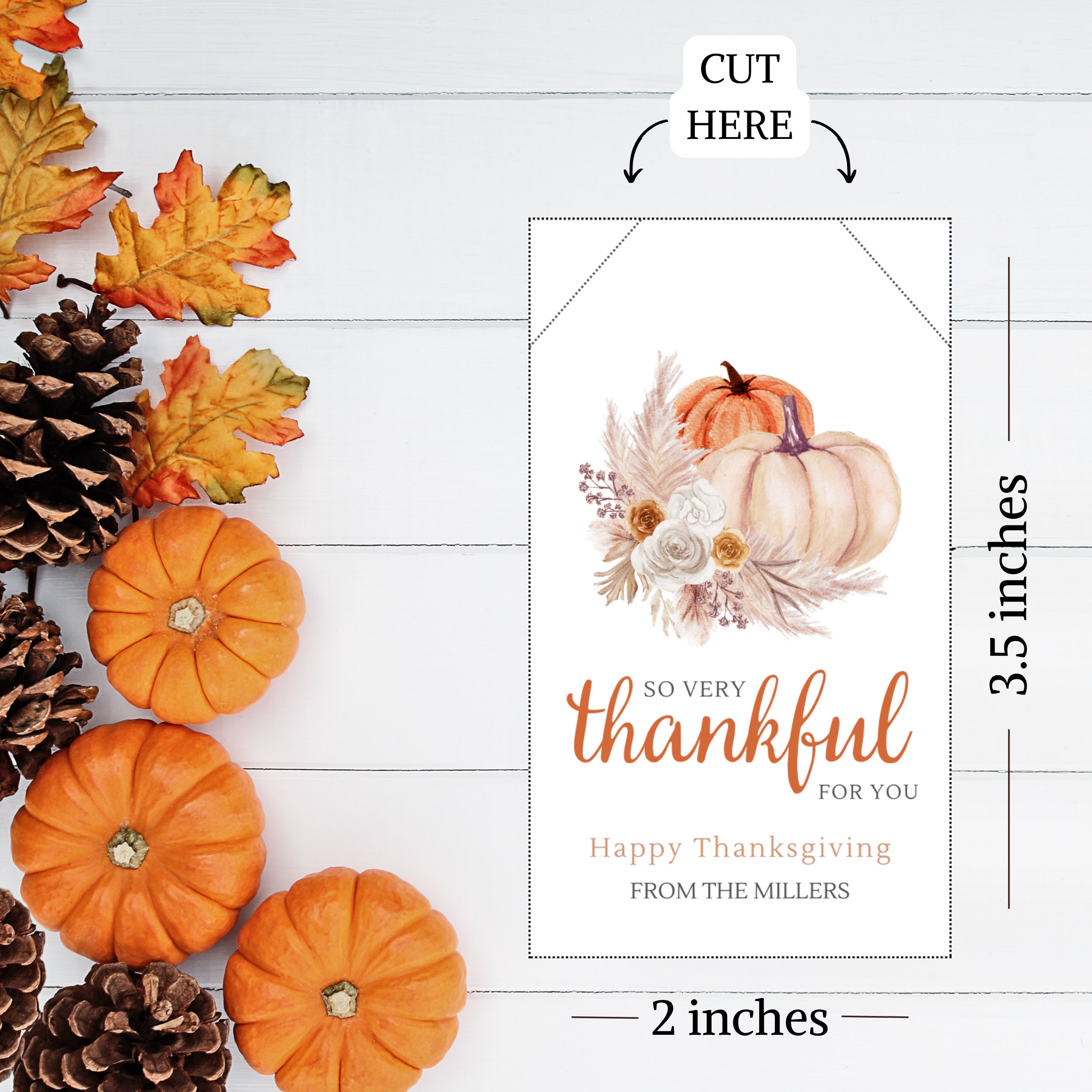So Very Thankful for You Editable Gift Tag, Personalized Custom Fall ...